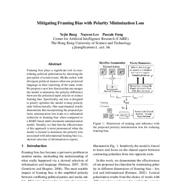 Mitigating Framing Bias with Polarity Minimization Loss - ACL Anthology