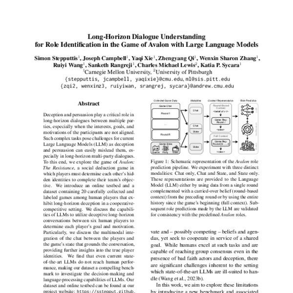Long-Horizon Dialogue Understanding for Role Identification in the Game of Avalon with Large ...