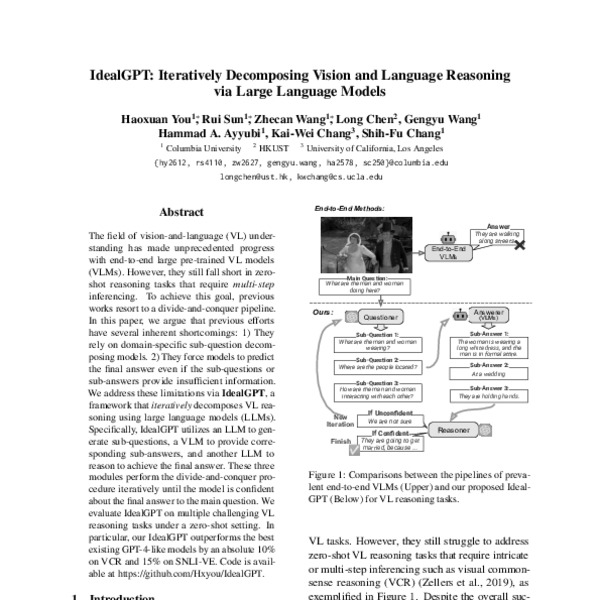 IdealGPT: Iteratively Decomposing Vision and Language Reasoning via Large Language Models - ACL ...