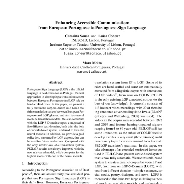 Enhancing Accessible Communication: from European Portuguese to ...