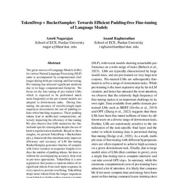 TokenDrop + BucketSampler: Towards Efficient Padding-free Fine-tuning of Language Models - ACL ...