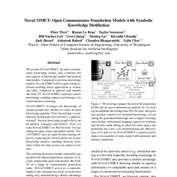 NovaCOMET: Open Commonsense Foundation Models with Symbolic Knowledge Distillation - ACL Anthology