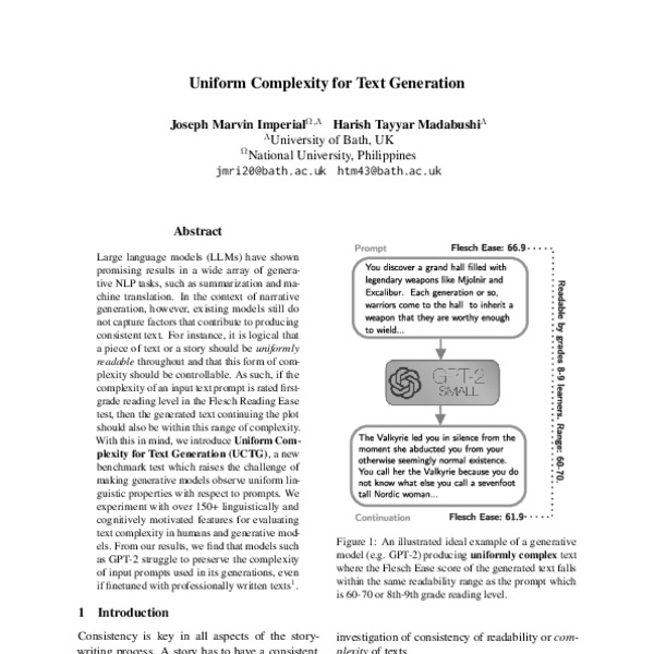 Uniform Complexity for Text Generation - ACL Anthology