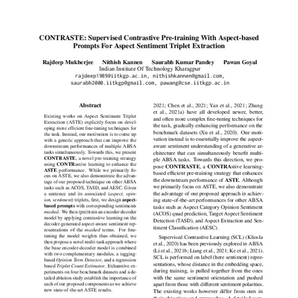 Contraste Supervised Contrastive Pre Training With Aspect Based