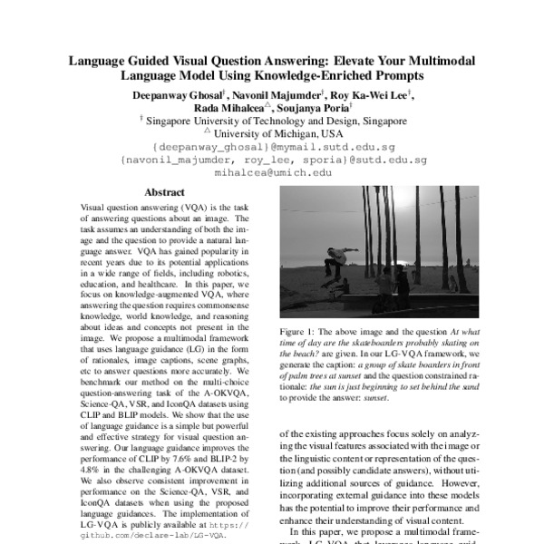 Language Guided Visual Question Answering: Elevate Your Multimodal ...