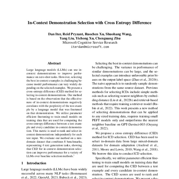In-Context Demonstration Selection with Cross Entropy Difference - ACL ...