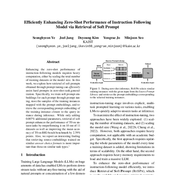 Efficiently Enhancing Zero-Shot Performance of Instruction Following Model via Retrieval of Soft ...