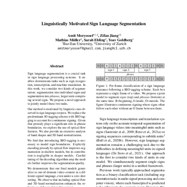Linguistically Motivated Sign Language Segmentation - ACL Anthology