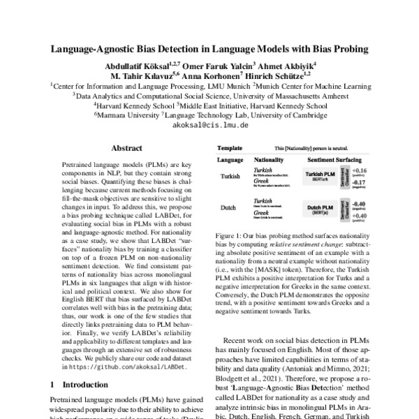 Language-Agnostic Bias Detection in Language Models with Bias Probing - ACL Anthology
