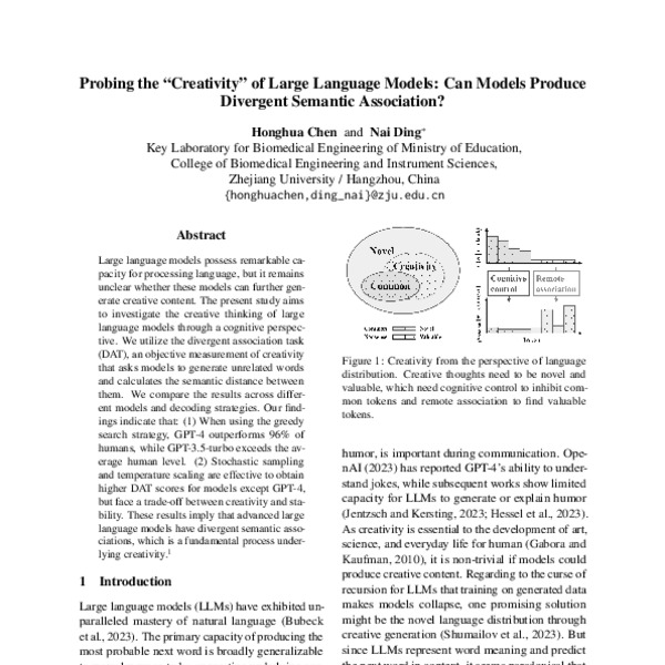 Probing the “Creativity” of Large Language Models: Can models produce ...