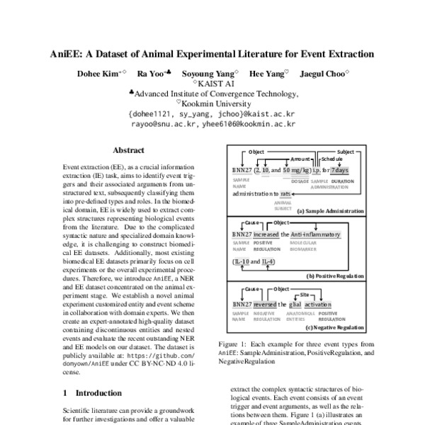 AniEE: A Dataset of Animal Experimental Literature for Event Extraction - ACL Anthology