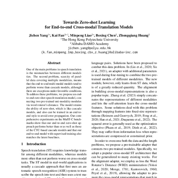 Towards Zero-shot Learning for End-to-end Cross-modal Translation ...