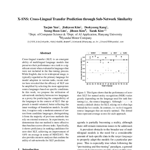 X-SNS: Cross-Lingual Transfer Prediction through Sub-Network Similarity - ACL Anthology
