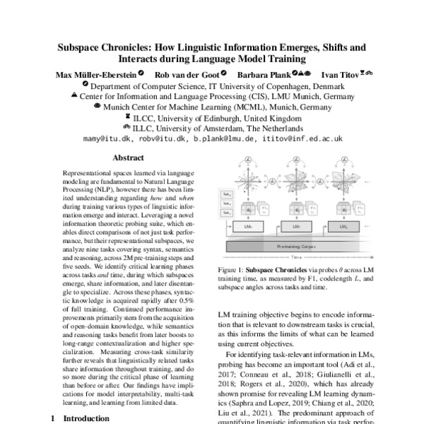 Subspace Chronicles: How Linguistic Information Emerges, Shifts and Interacts during Language ...
