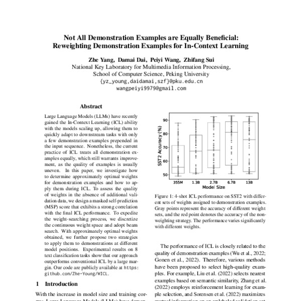 Not All Demonstration Examples are Equally Beneficial: Reweighting Demonstration Examples for In ...