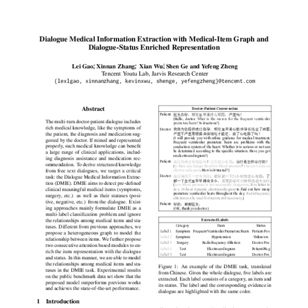 Dialogue Medical Information Extraction with Medical-Item Graph and Dialogue-Status Enriched ...