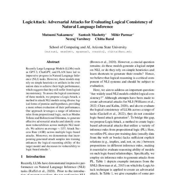 LogicAttack: Adversarial Attacks for Evaluating Logical Consistency of Natural Language ...