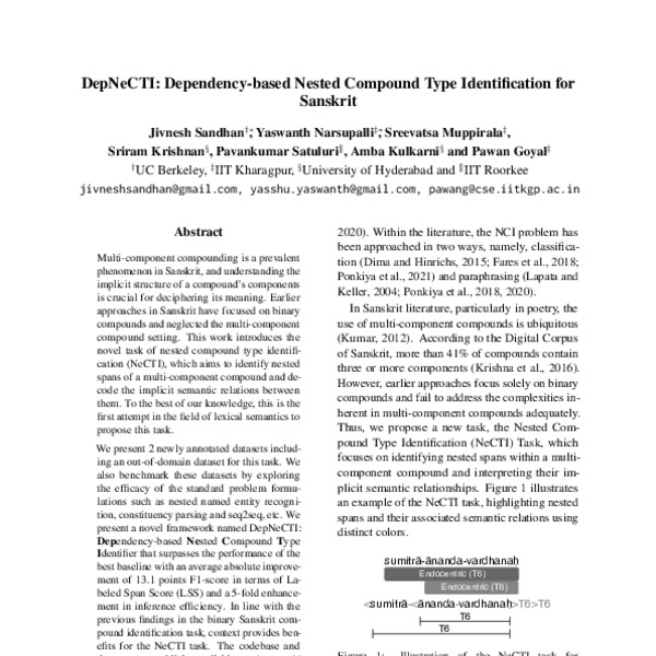 DepNeCTI: Dependency-based Nested Compound Type Identification for Sanskrit - ACL Anthology