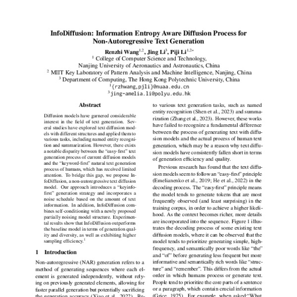 InfoDiffusion: Information Entropy Aware Diffusion Process for Non-Autoregressive Text ...