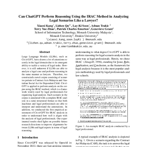 Can ChatGPT Perform Reasoning Using the IRAC Method in Analyzing Legal Scenarios Like a Lawyer ...
