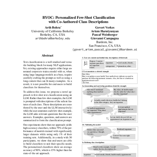 BYOC: Personalized Few-Shot Classification with Co-Authored Class Descriptions - ACL Anthology