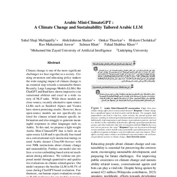 Arabic Mini-ClimateGPT : A Climate Change and Sustainability Tailored Arabic LLM - ACL Anthology