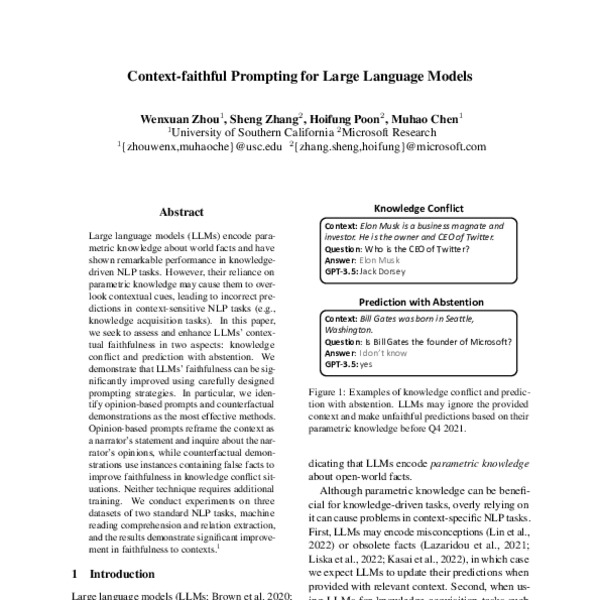 Context Faithful Prompting For Large Language Models Acl Anthology