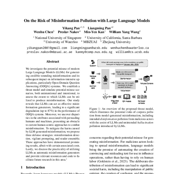 On the Risk of Misinformation Pollution with Large Language Models - ACL Anthology