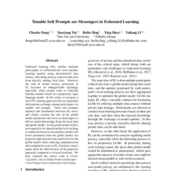 Tunable Soft Prompts are Messengers in Federated Learning - ACL Anthology