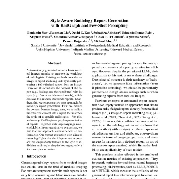 Style-Aware Radiology Report Generation with RadGraph and Few-Shot ...