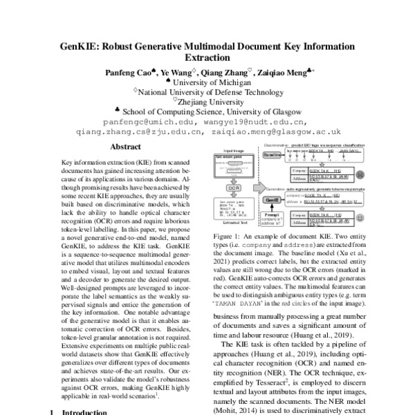 Genkie Robust Generative Multimodal Document Key Information