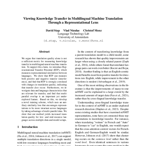 Viewing Knowledge Transfer in Multilingual Machine Translation Through ...