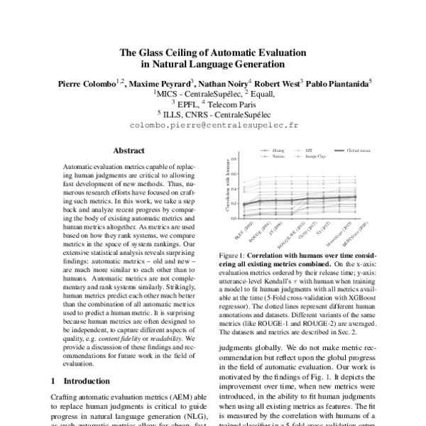 The Glass Ceiling of Automatic Evaluation in Natural Language ...