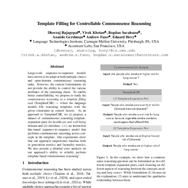 Template Filling for Controllable Commonsense Reasoning - ACL Anthology