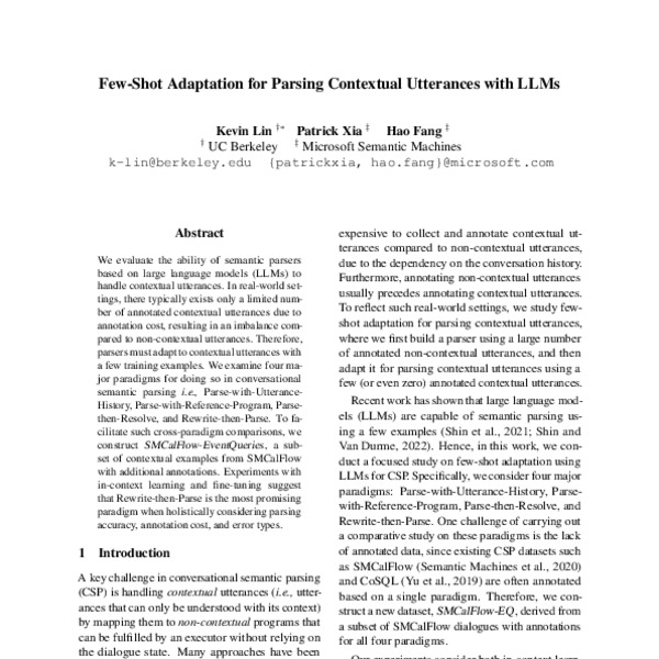 Few Shot Adaptation For Parsing Contextual Utterances With Llms Acl