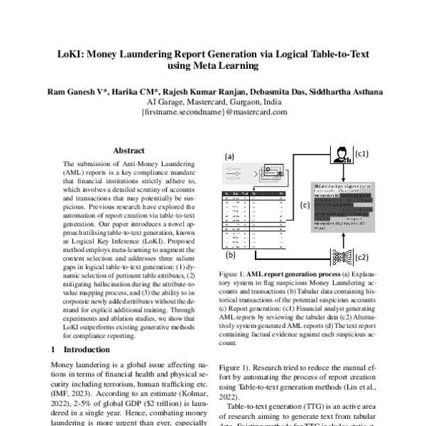 LoKI:Money Laundering Report Generation via Logical Table-to-Text using ...