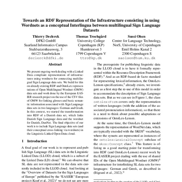 Towards An Rdf Representation Of The Infrastructure Consisting In Using