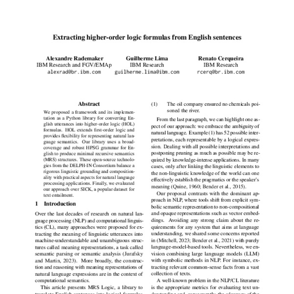 Extracting Higher Order Logic Formulas From English Sentences Acl