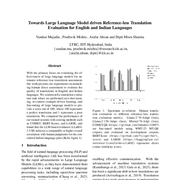 Towards Large Language Model driven Reference-less Translation Evaluation for English and Indian ...