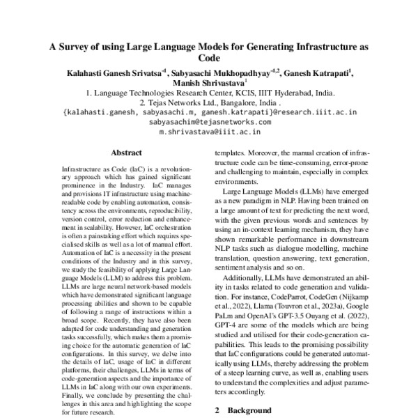 A Survey of using Large Language Models for Generating Infrastructure ...