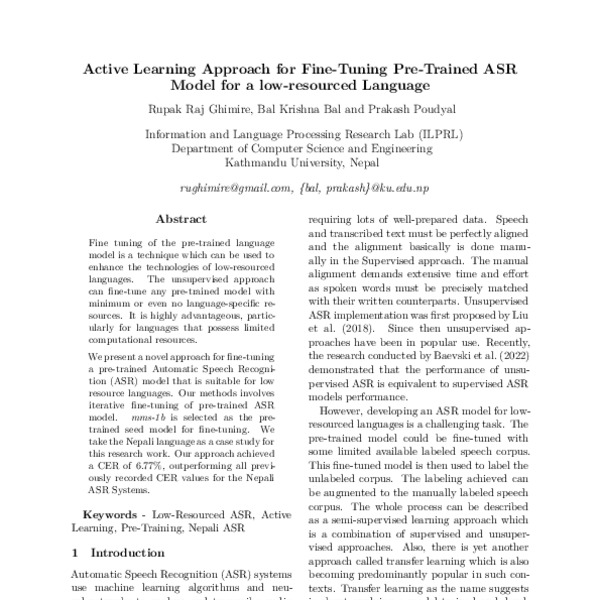Active Learning Approach For Fine Tuning Pre Trained Asr Model For A Low Resourced Language A
