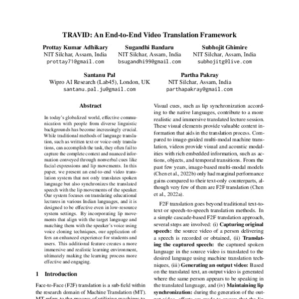 TRAVID: An End-to-End Video Translation Framework - ACL Anthology
