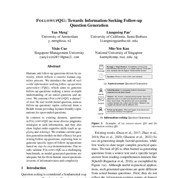 FollowupQG: Towards information-seeking follow-up question generation - ACL Anthology