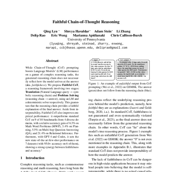 Faithful Chain Of Thought Reasoning Acl Anthology