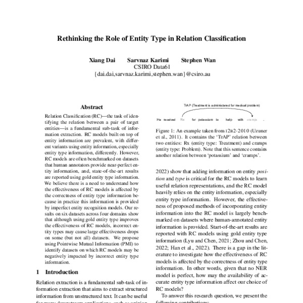 Rethinking the Role of Entity Type in Relation Classification - ACL Anthology