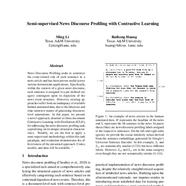 Semi-supervised News Discourse Profiling with Contrastive Learning - ACL Anthology