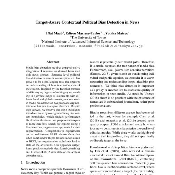 Target-Aware Contextual Political Bias Detection in News - ACL Anthology