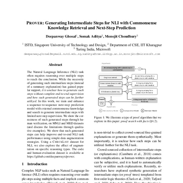Prover Generating Intermediate Steps For Nli With Commonsense Knowledge Retrieval And Next Step