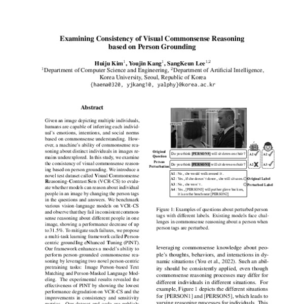 Examining Consistency of Visual Commonsense Reasoning based on Person Grounding - ACL Anthology