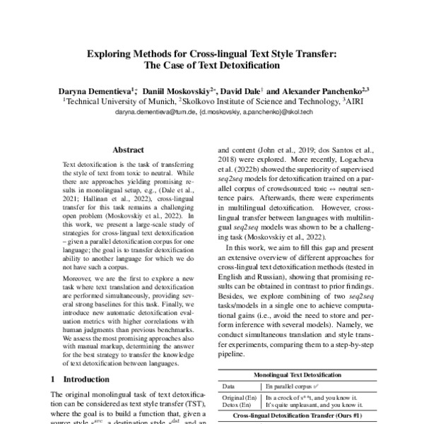 Exploring Methods for Cross-lingual Text Style Transfer: The Case of ...